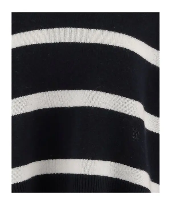 ALLUDE Striped V-neck Sweater