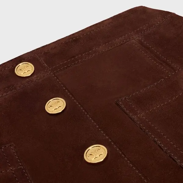 Celine Short Skirt In Calfskin With Arc De Triomphe Buttons