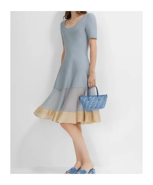 Fendi Mini Ff Jacquard Tote Bag - Blue