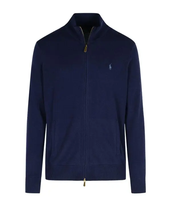 Polo Ralph Lauren Zipped Cardigan With Embroidered Logo - Navy