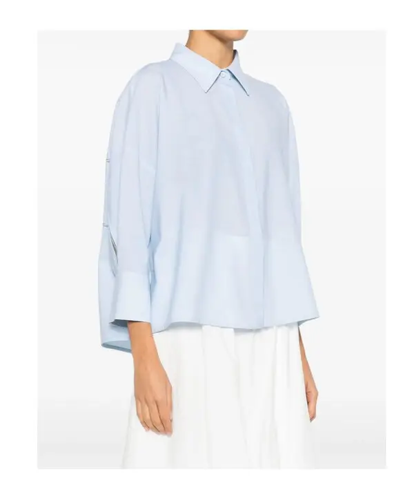 Fabiana Filippi Long Sleeve Shirt With Buckle Cuffs And Semi-transparent Back