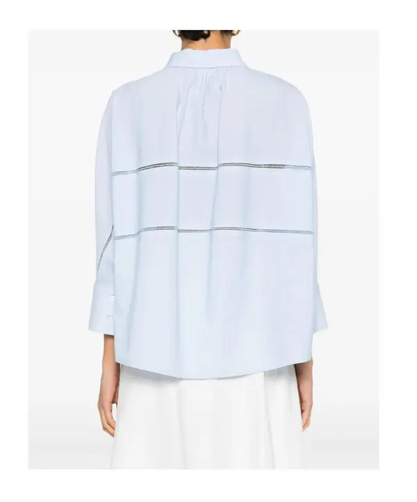 Fabiana Filippi Long Sleeve Shirt With Buckle Cuffs And Semi-transparent Back