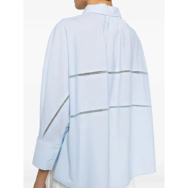 Fabiana Filippi Long Sleeve Shirt With Buckle Cuffs And Semi-transparent Back