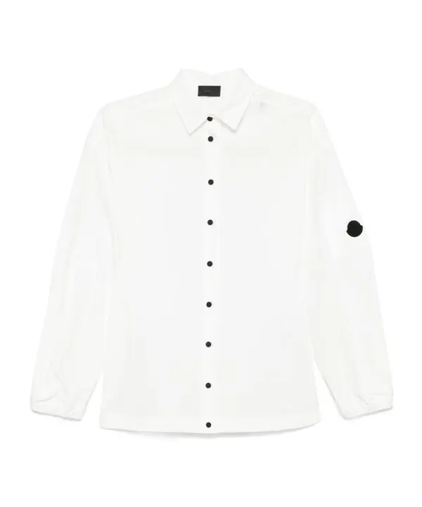 Moncler Puff Sleeve Shirt With Lapel Collar And Logo Detail - No