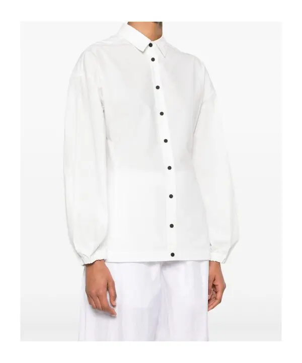 Moncler Puff Sleeve Shirt With Lapel Collar And Logo Detail