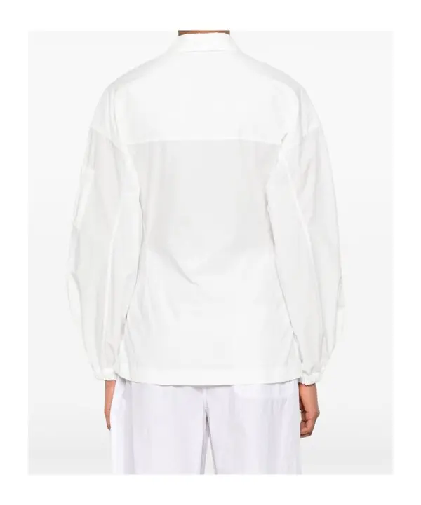 Moncler Puff Sleeve Shirt With Lapel Collar And Logo Detail