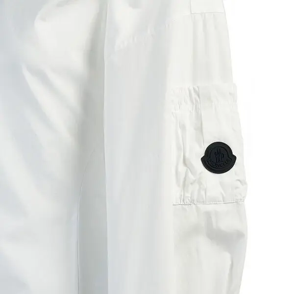 Moncler Puff Sleeve Shirt With Lapel Collar And Logo Detail