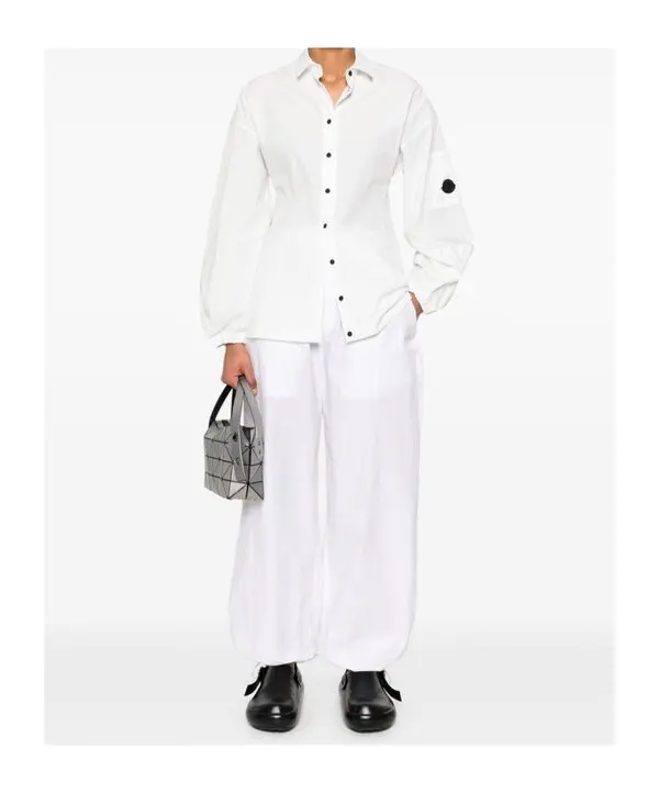 Moncler Puff Sleeve Shirt With Lapel Collar And Logo Detail