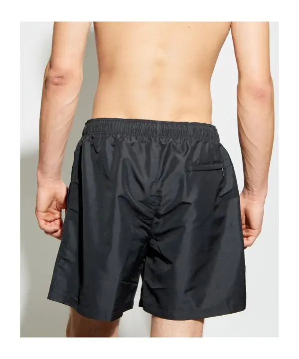 Versace Drawstring Logo Patch Swim Shorts - Black