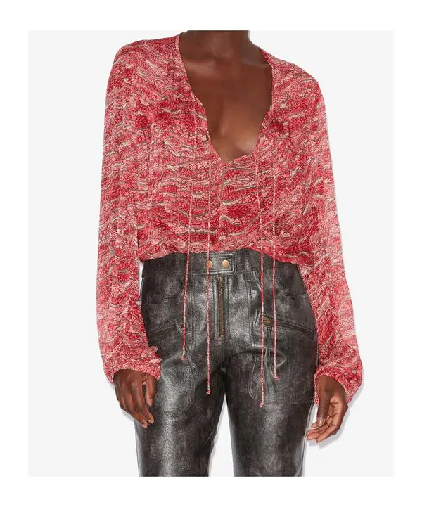 Isabel Marant Étoile Advika Abstract Printed V-neck Blouse