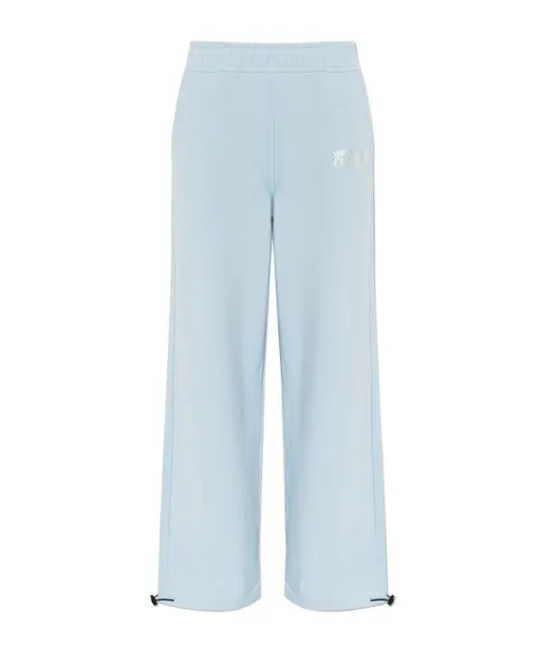 Versace Logo Wide-leg Track Pants - Light Blue