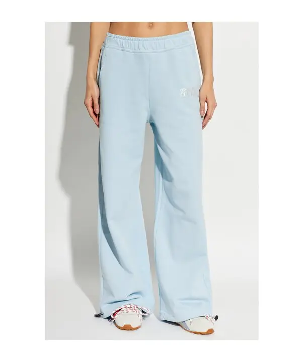 Versace Logo Wide-leg Track Pants - Light Blue