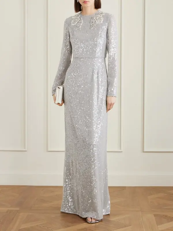 Erdem Crystal Embroidered Sequined Maxi Dress