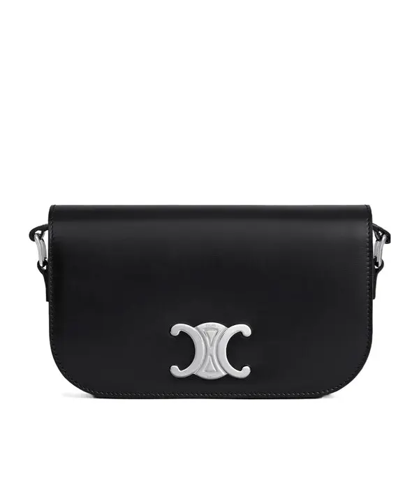 Celine Triomphe Small Crossbody Bag In Shiny Calfskin - Black