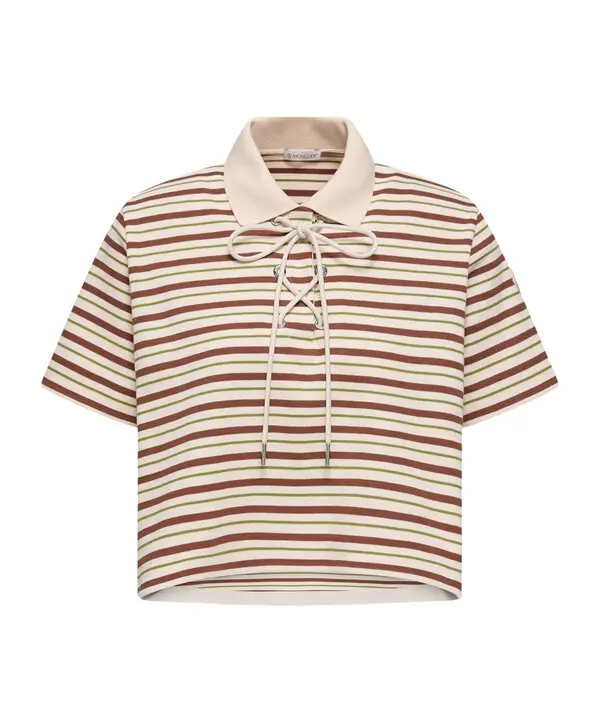 Moncler Striped Polo Shirt - White/brown