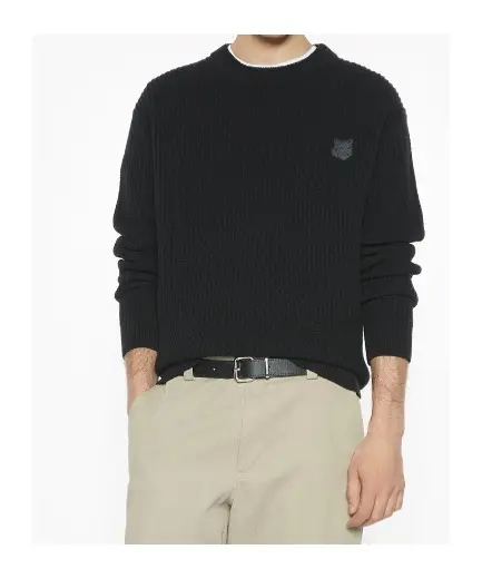 Maison Kitsuné Ribbed Crew Neck Jumper With Fox Head Patch