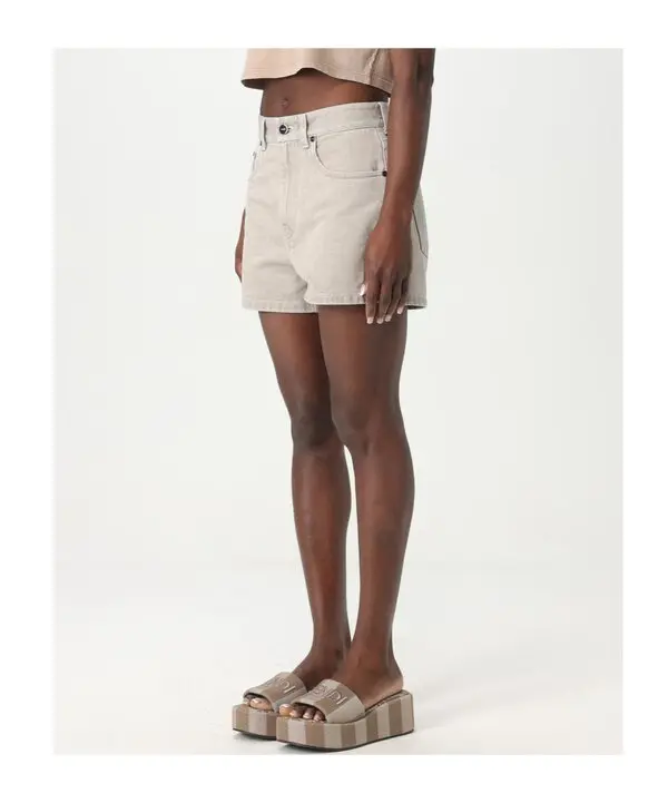 Fendi Logo Detailed Denim Shorts - Grey