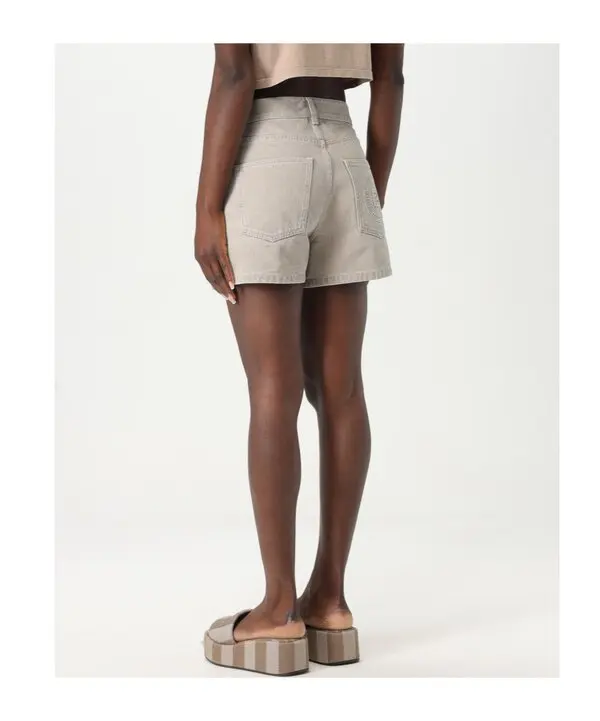 Fendi Logo Detailed Denim Shorts - Grey