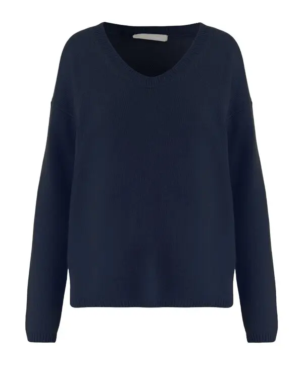 ALLUDE V-neck Ribbed Knit Sweater