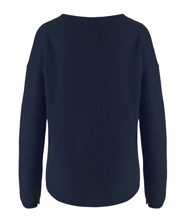 ALLUDE V-neck Ribbed Knit Sweater