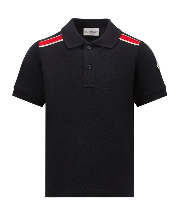 Moncler Tricolour-trimmed Cotton Piquet Polo Shirt - Navy Blue