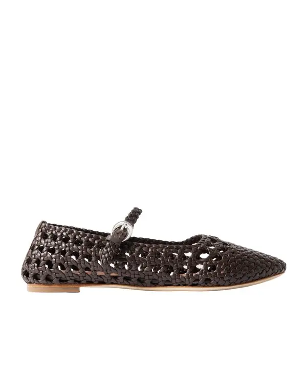 Staud Nell Woven Ballet Flats - Dark Brown