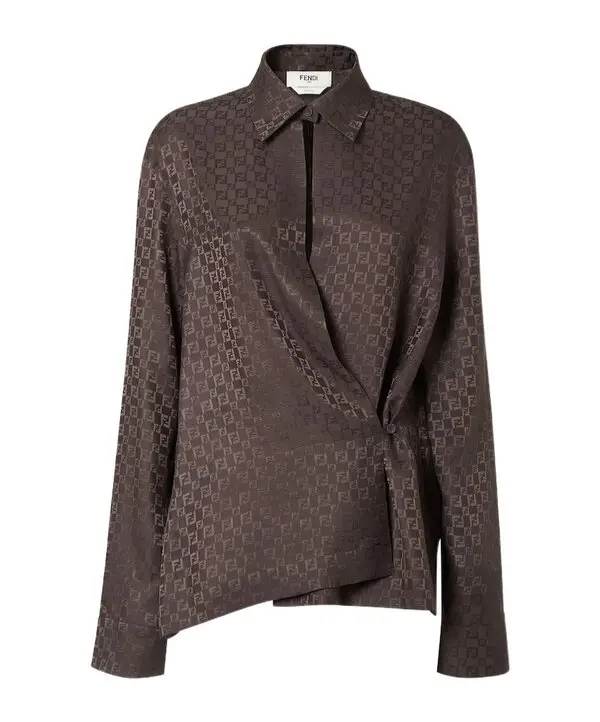 Fendi Ff Jacquard Asymmetrical Shirt - Brown