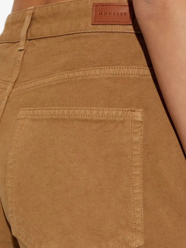 Moncler Logo Detailed Straight-leg Trousers - Brown