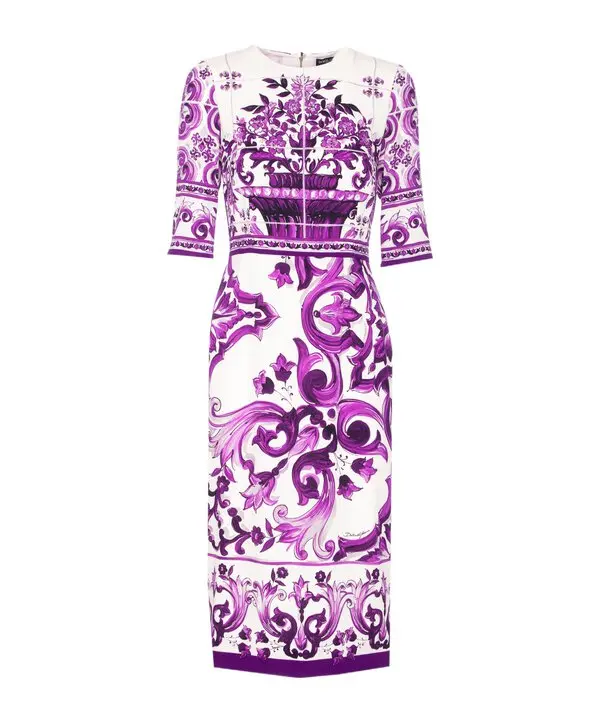 Dolce & Gabbana Majolica-printed Charmeuse Dress