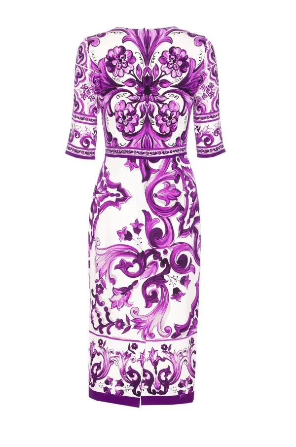 Dolce & Gabbana Majolica-printed Charmeuse Dress