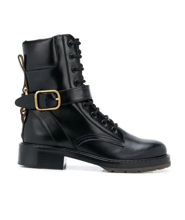 Chloé Logo Buckle Lace-up Boots