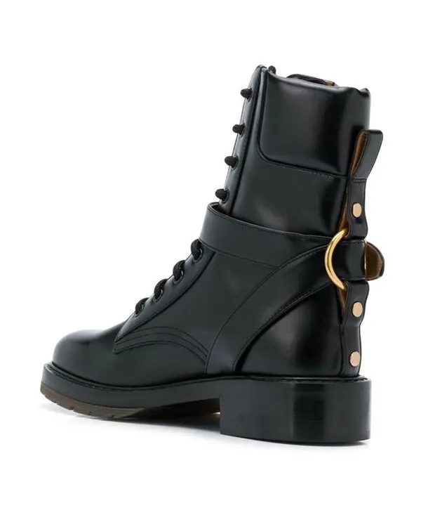 Chloé Logo Buckle Lace-up Boots