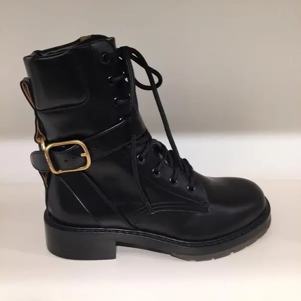 Chloé Logo Buckle Lace-up Boots