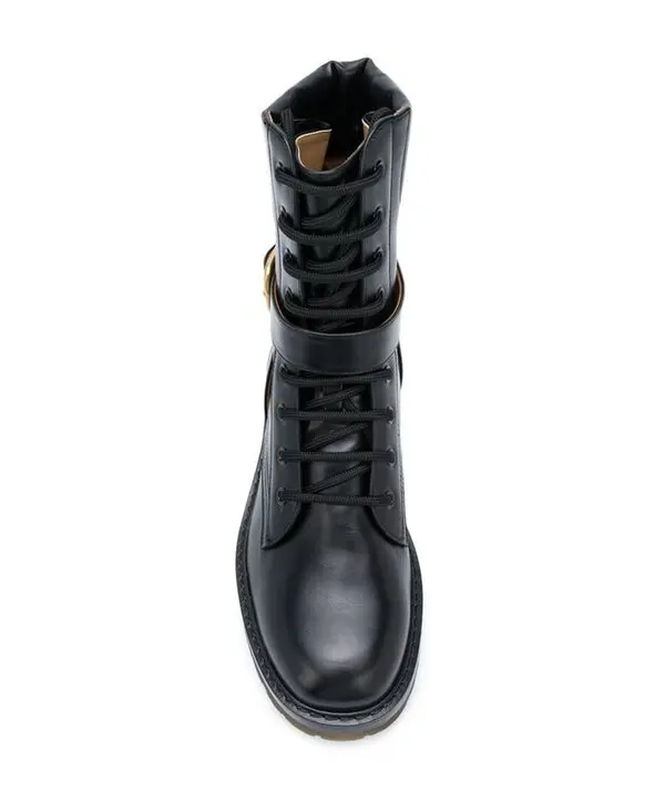 Chloé Logo Buckle Lace-up Boots