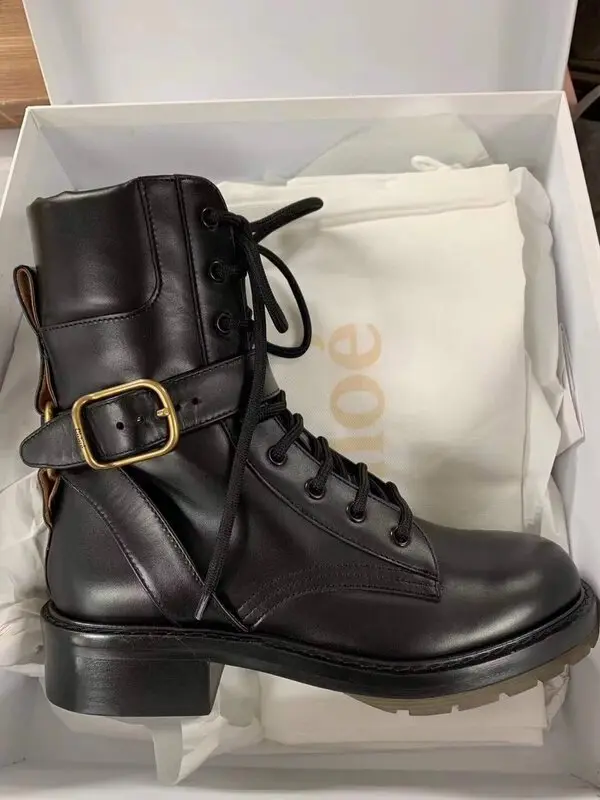 Chloé Logo Buckle Lace-up Boots