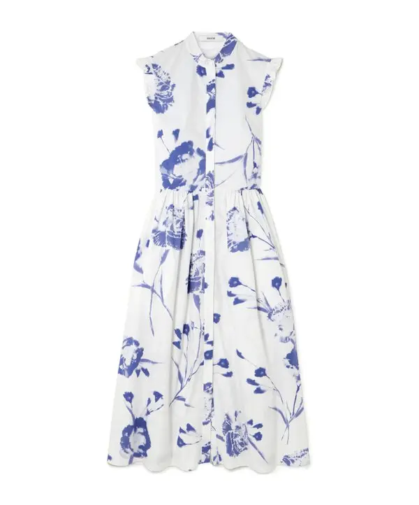 Erdem Printed Cotton Poplin Ruffled Dress - No