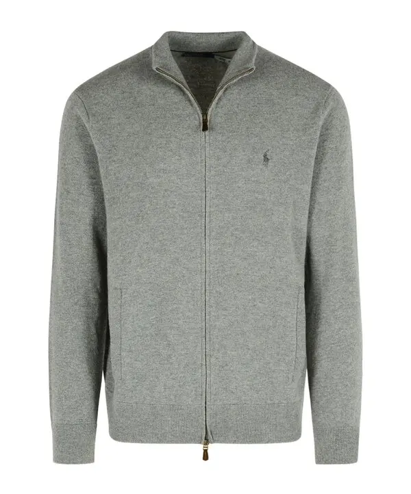 Polo Ralph Lauren Logo Embroidered Zipped Cardigan - Grey