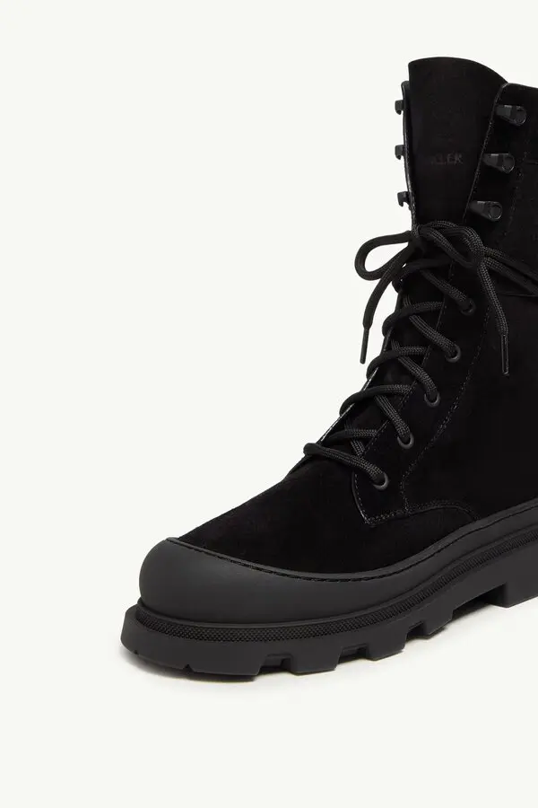 Moncler Vera High Suede Lace-up Combat Boots - Black