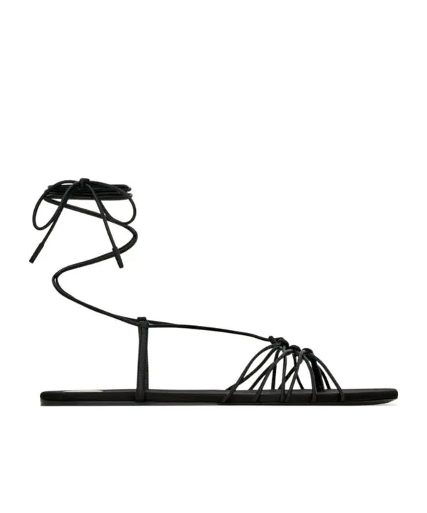Saint Laurent Babylone Flat Sandals In Smooth Leather - Black