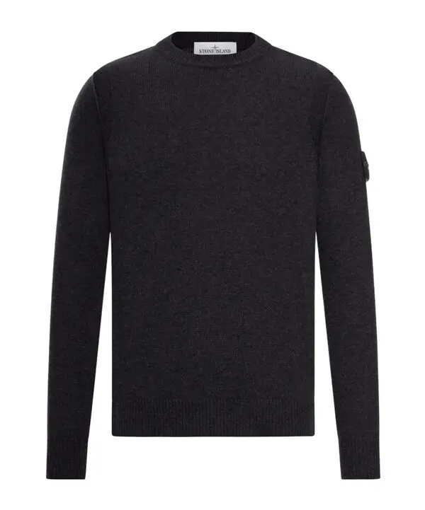 Stone Island Logo Patch Crewneck Jumper - Black