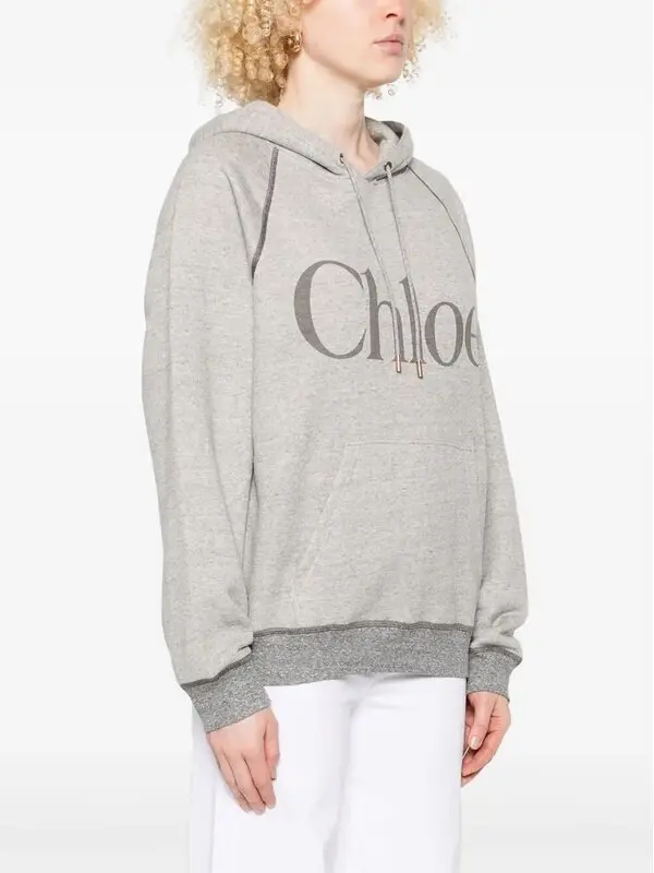 Chloé Logo Printed Drawstring Hoodie