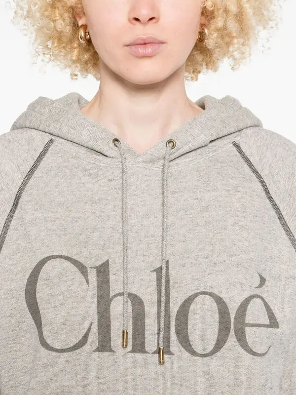 Chloé Logo Printed Drawstring Hoodie