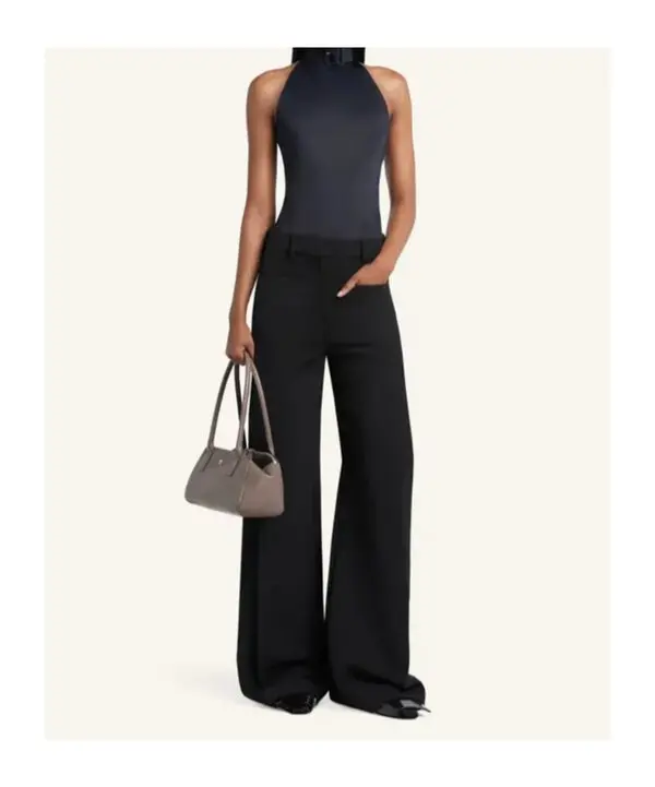 COURREGES Heritage Pleated Wide Leg Trousers - Black