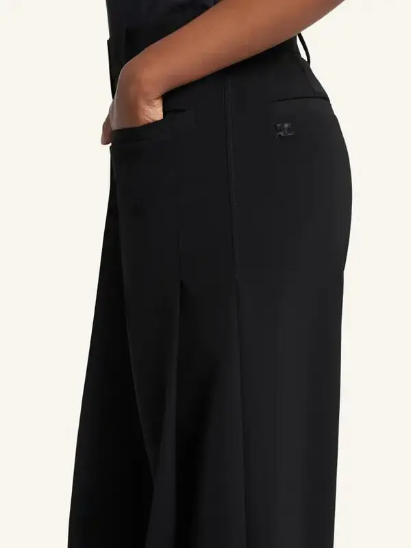 COURREGES Heritage Pleated Wide Leg Trousers - Black