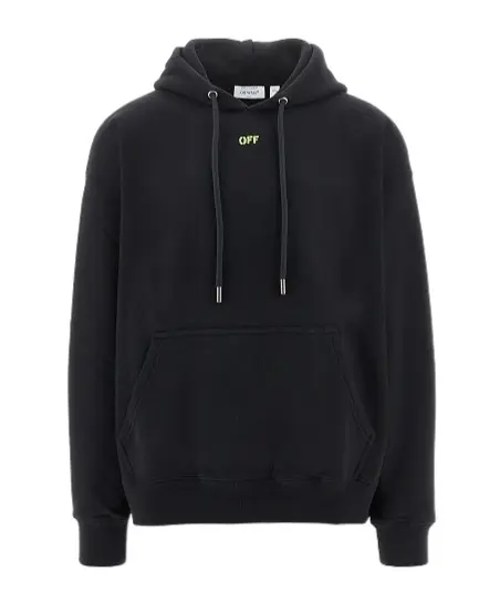 Off-White Cotton Hooded Sweatshirt - Black