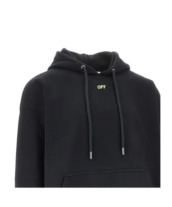 Off-White Cotton Hooded Sweatshirt - Black