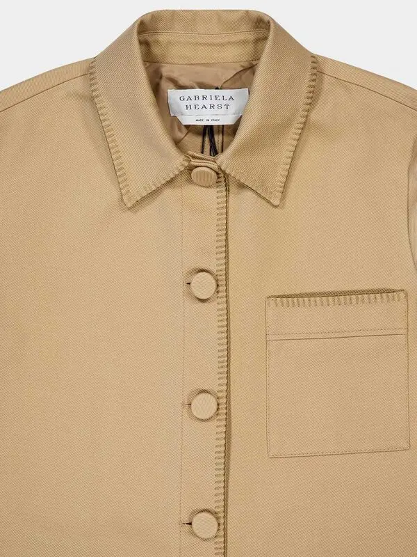 Gabriela Hearst Chore Jacket With Peak Collar And Blanket Stitch Detail - Camel