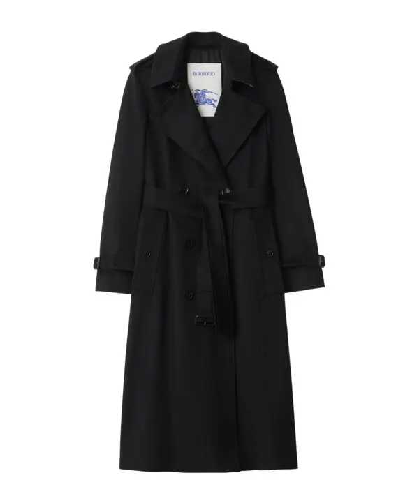 Burberry Long Cashmere Kensington Trench Coat - Black
