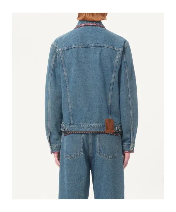 Valentino Garavani Embellished Floral Denim Jacket - Medium Blue