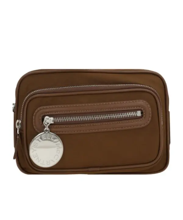 Stella McCartney Logo Plaque Crossbody Bag - Pecan